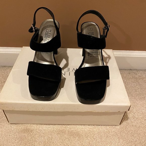 High Lights | Shoes | Highlights Black Block Heel Shoes | Poshmark